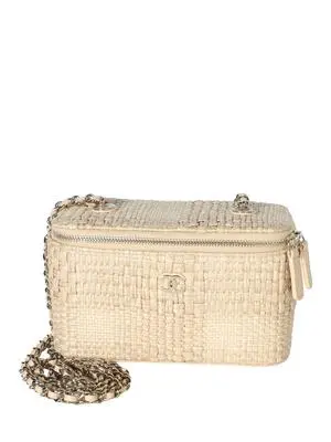Chanel Braided Raffia Vanity Case With Chain - Beige