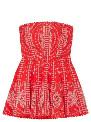 Charo Ruiz Ibiza Clem Strapless Broderie Anglaise Mini Dress - Red