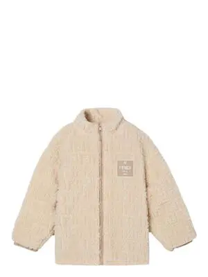Fendi Ff Logo-jacquard Fleece Jacket - Beige
