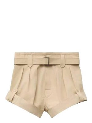 Kenzo Belted Pleated Shorts - Light Brown