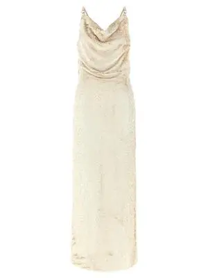Coperni Sleeveless Sequined Draped Maxi Dress - Nude