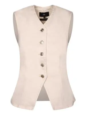 7 For All Mankind Button-front Western-style Vest - Beige