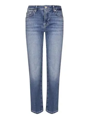 7 For All Mankind Tailored Denim Trousers With Belt Loops - Blue