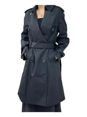 Burberry Double Breasted Belted Trench Coat - Black