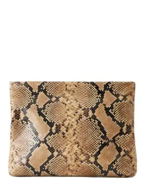 NILI LOTAN Nili Lotan Jerry Clutch In Snake-Effect Leather Nude
