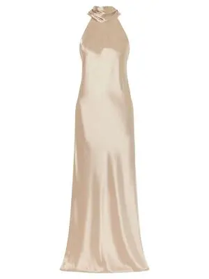 Galvan Sienna Satin Halterneck Gown - No