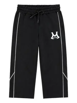 MSGM Casual Pants With Drawstring Waist And Striped Sides - Black