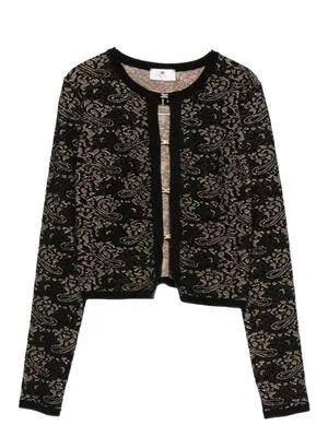 Elisabetta Franchi Elisabetta Franchi Lace-Pattern Logo-Plaque Crewneck Cardigan No