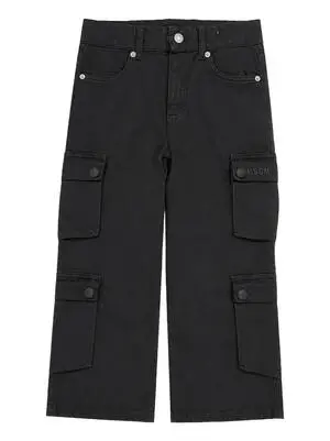 MSGM Logo-embroidered Cargo Pants Black