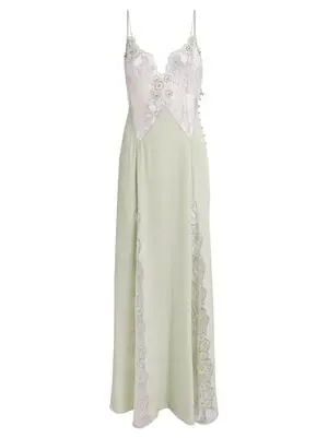 Rosamosario Silk Georgette Maxi Slip Dress - Green
