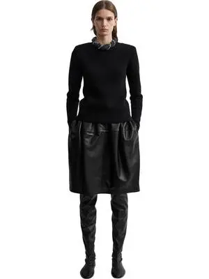 TOTEME TOTEME Brushed Alpaca, Cashmere And Silk Blend Crewneck Sweater Black