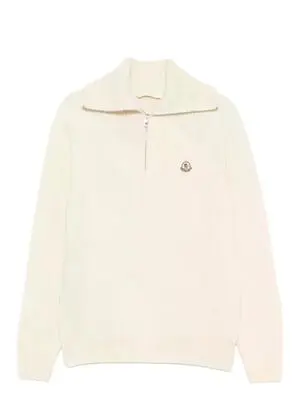 Moncler Ribbed-knit Half-zip Sweater - Neutrals