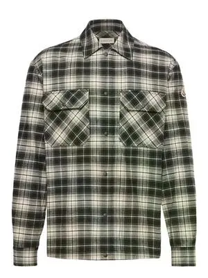 Moncler Check Cotton Flannel Zip-up Shirt - Black/cream