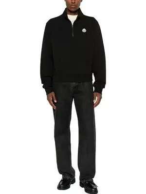 Moncler Logo-patch Half-zip Sweatshirt - Black