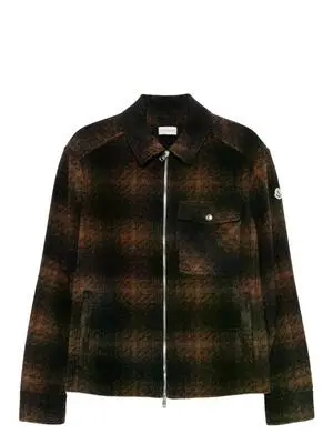 Moncler Check-pattern Zip-up Overshirt - Brown