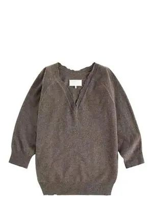 MAISON MARGIELA Maison Margiela Distressed V-Neck Long Sleeve Knit