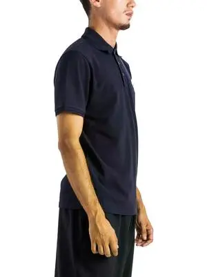 Moncler Logo Patch Cotton Piquet Polo Shirt - Blue