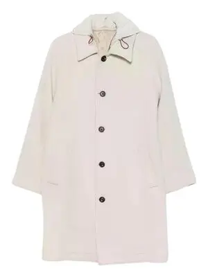 Eleventy Hooded Single-breasted Coat - Neutrals