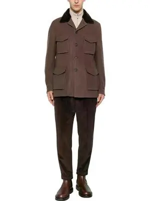 Eleventy Four-pocket Contrast Collar Jacket - Brown