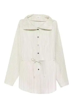 ALYSI Striped Tie-waist Shirt - Neutrals
