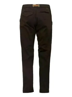 WHITE SAND Belted Gabardine Trousers - Brown