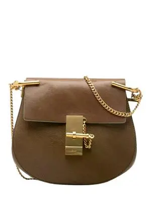 Chloé Chloé Mini Smooth And Grained Calfskin Drew Crossbody Bag Brown