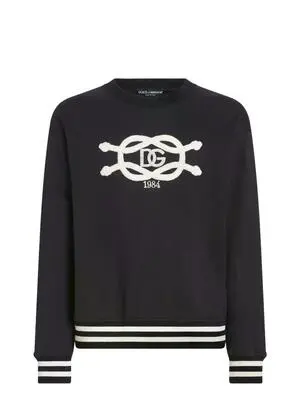 Dolce & Gabbana Cotton Sweatshirt With Embroidery - Blue