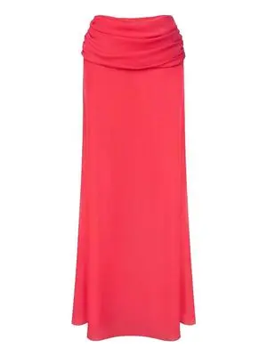 POST MERIDIEM Draped Chiffon Maxi Skirt - Red
