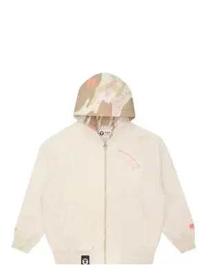 AAPE BY *A BATHING APE Logo-print Panelled Jacket With Camouflage Hood - Grey