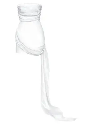 POST MERIDIEM Rhinestone-embellished Mini Dress - White