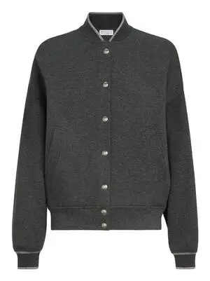 Brunello Cucinelli Brunello Cucinelli Techno Cotton And Cashmere Interlock Bomber Jacket Grey