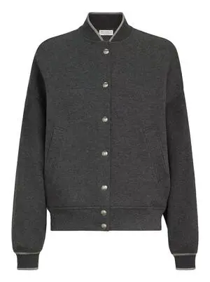 Brunello Cucinelli Brunello Cucinelli Techno Cotton And Cashmere Interlock Bomber Jacket Grey