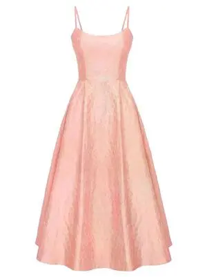 POST MERIDIEM Scoop Neck Corset-style Midi Dress - Pink