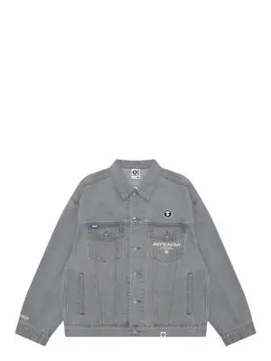 AAPE BY *A BATHING APE Moonface Detail Denim Jacket - Grey