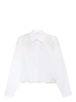 Ermanno Scervino Lace Panel Scalloped Hem Shirt - White