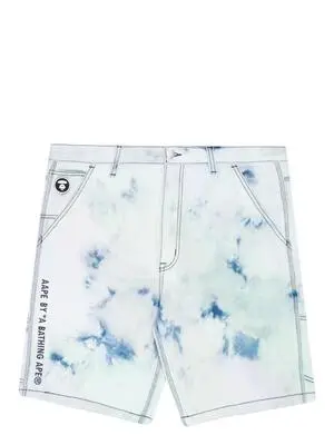 AAPE BY *A BATHING APE Tie-dye Denim Shorts - Blue