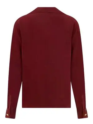Max Mara Silk Long-sleeve Polo Shirt Red