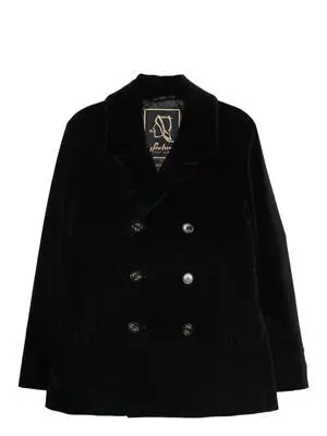 SEALUP Double-breasted Velvet Coat - Black
