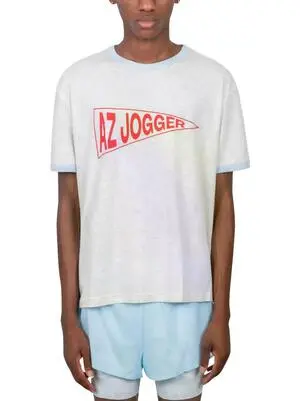 ALEX ZONO Logo-print Ringer T-shirt - Grey