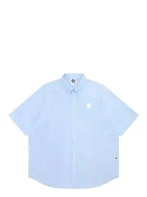 AAPE BY *A BATHING APE Moonface-patch Short-sleeve Shirt - Blue
