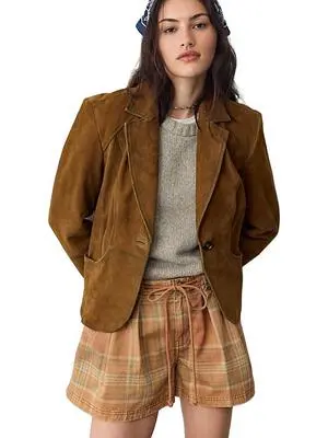 Free People We The Free Julien Plaid Chino Shorts - Sunset Combo