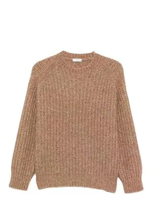 Peserico Ribbed Knit Raglan Sleeve Sweater - Brown