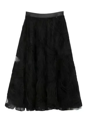 NISSA Textured Flared Midi Skirt