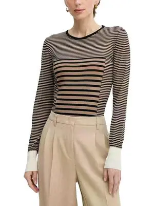 ELISABETTA FRANCHI Elisabetta Franchi Horizontal Stripe Crew Neck Sweater