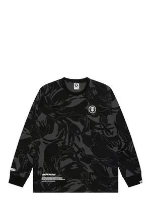 AAPE BY *A BATHING APE Camouflage Print Long Sleeve T-shirt - Black