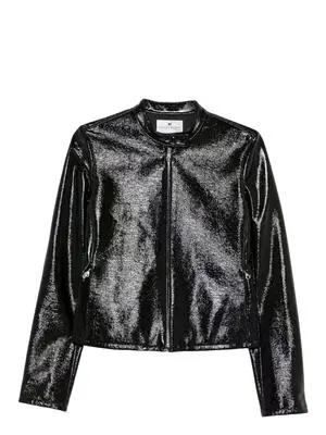 COURREGES Vinyl-effect High-neck Jacket - Black