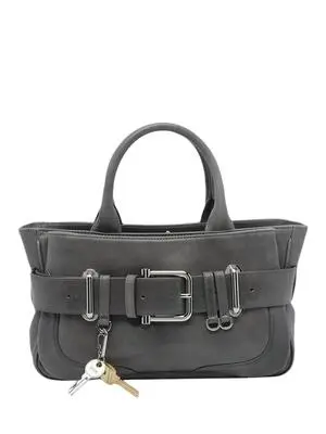 OSOI Osoi Mini Brocle Buckled Leather Tote Bag Grey