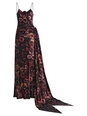 RODARTE Rose-print Silk-satin Gown - Multi
