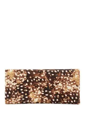 Staud Muse Leather Clutch With Abstract Animal Print - Multi