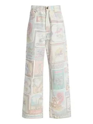 ALEMAIS Rigid Mid-rise Straight-leg Jeans With Vintage Print - Multi